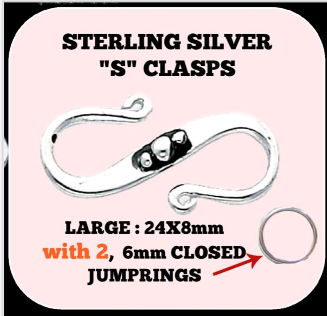 CLASP STERLING SILVER S Hook W/rings Large Bali Closure Necklace - Etsy