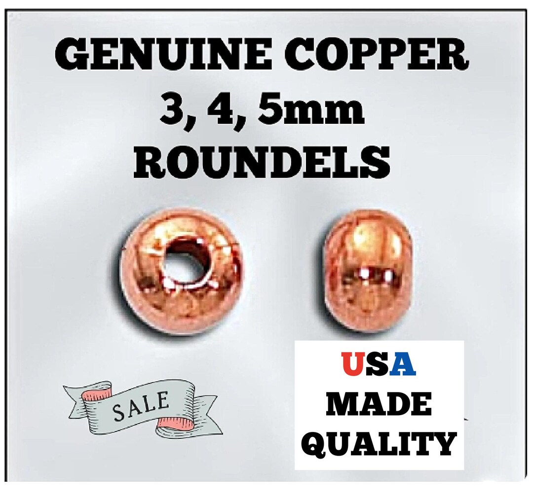 COPPER ROUNDEL BEADS Spacer 3.2, 4, 5mm 30 100 or 500 Pieces - Etsy