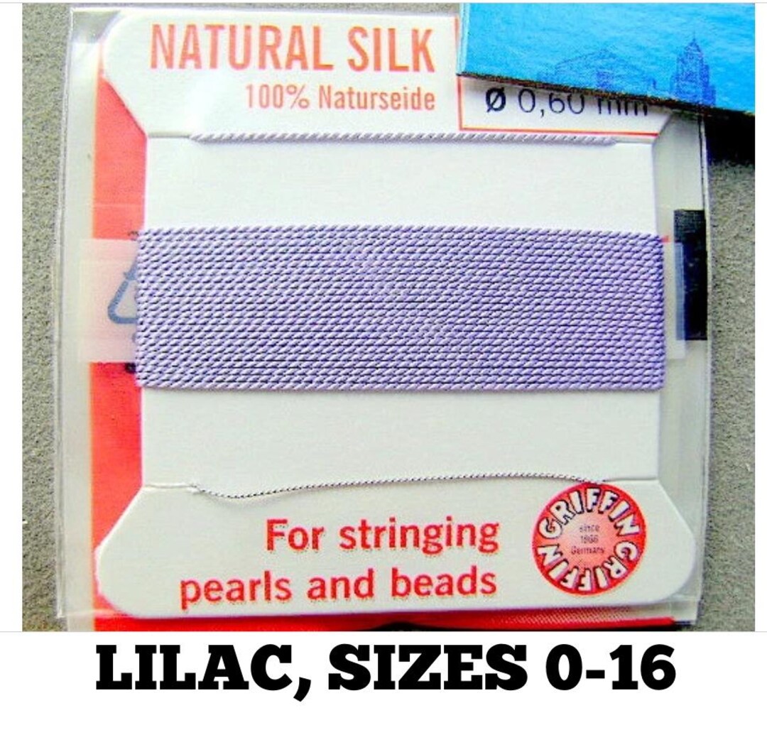 Lilac Silk Beading Cord, Lavender Twisted With Needle, Griffin German ...