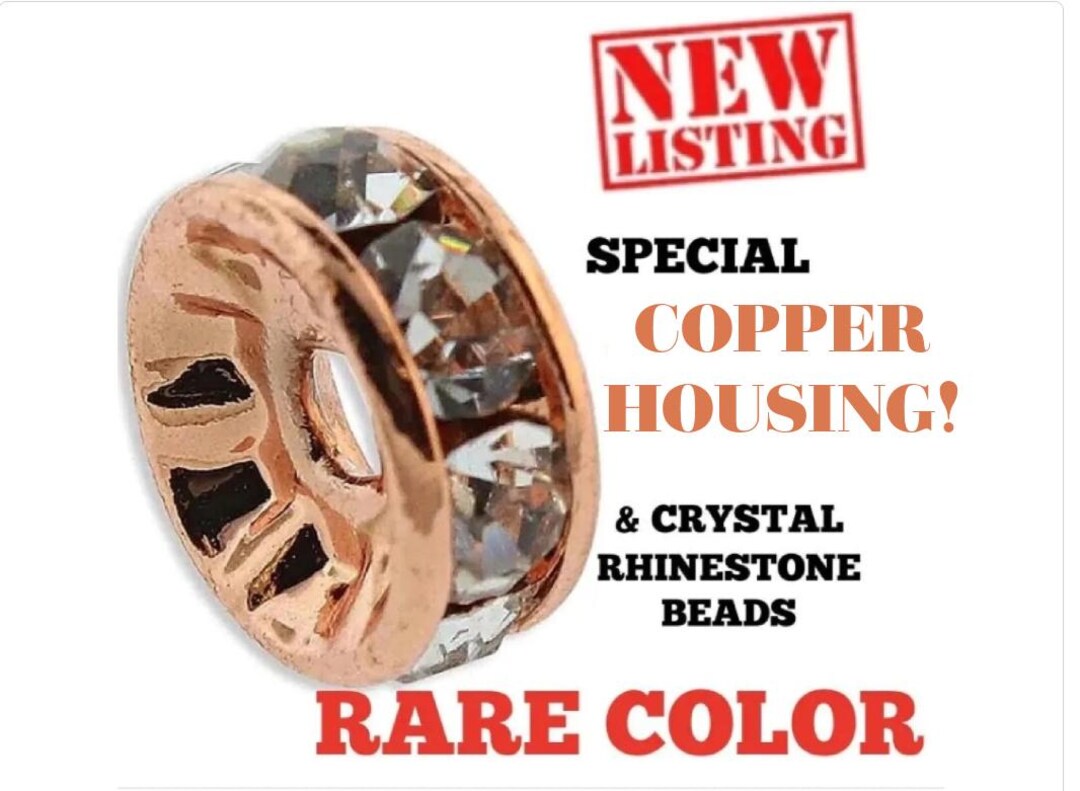 ROUNDEL RHINESTONE Rare COPPER W/crystal Rhinestones 8mm Gem 4 - Etsy