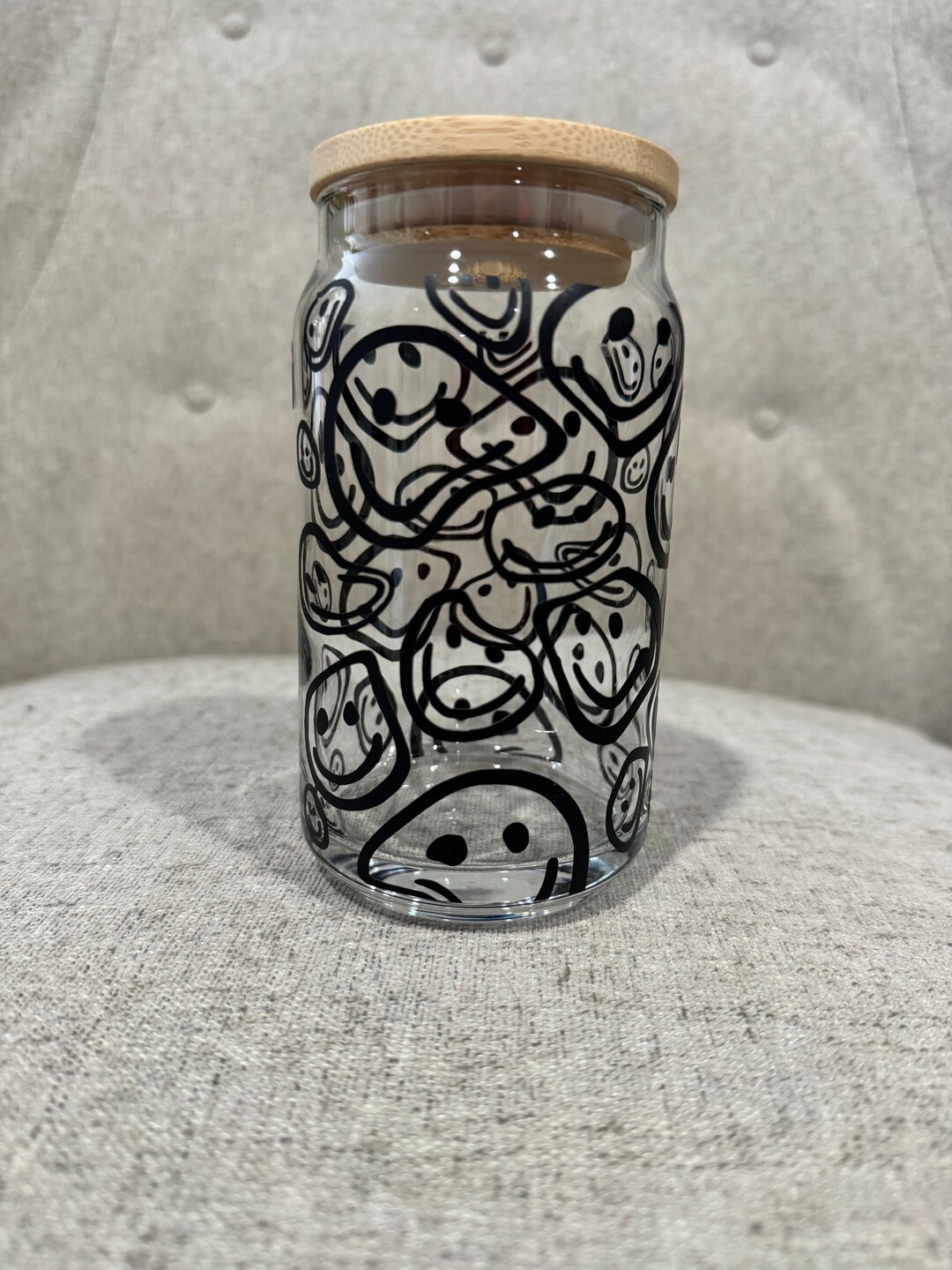 Smiley Face Glass Cup - Etsy