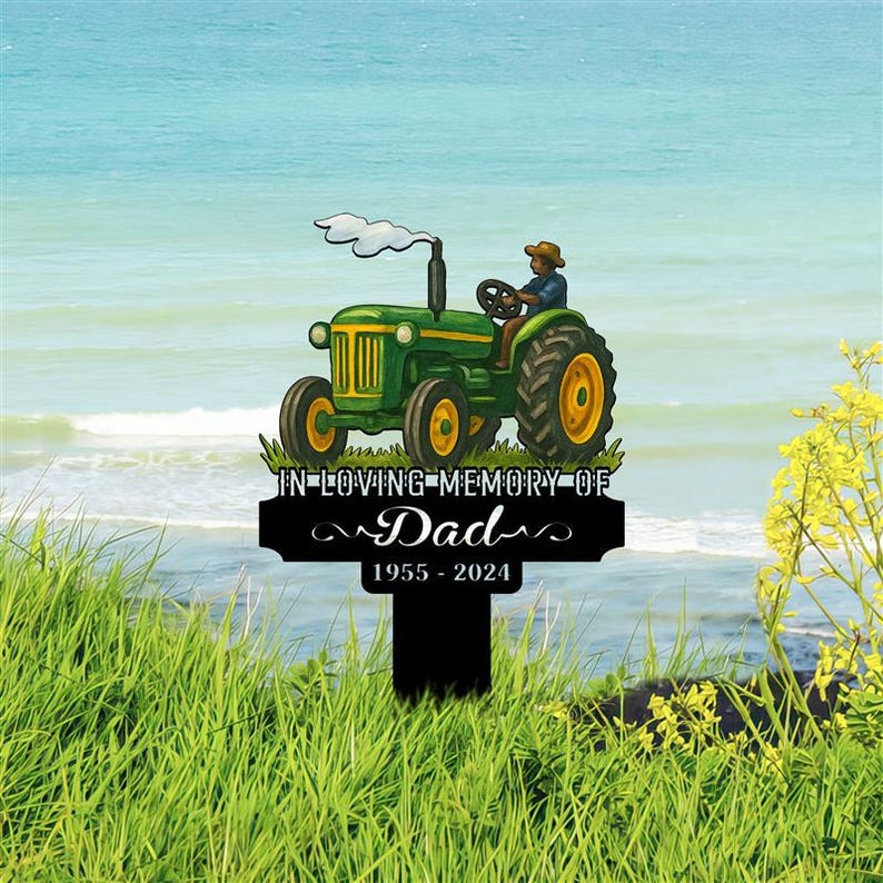 Personalized Tractor Memorial Plaque Stake, Farmer Loss Sympathy Gift ...