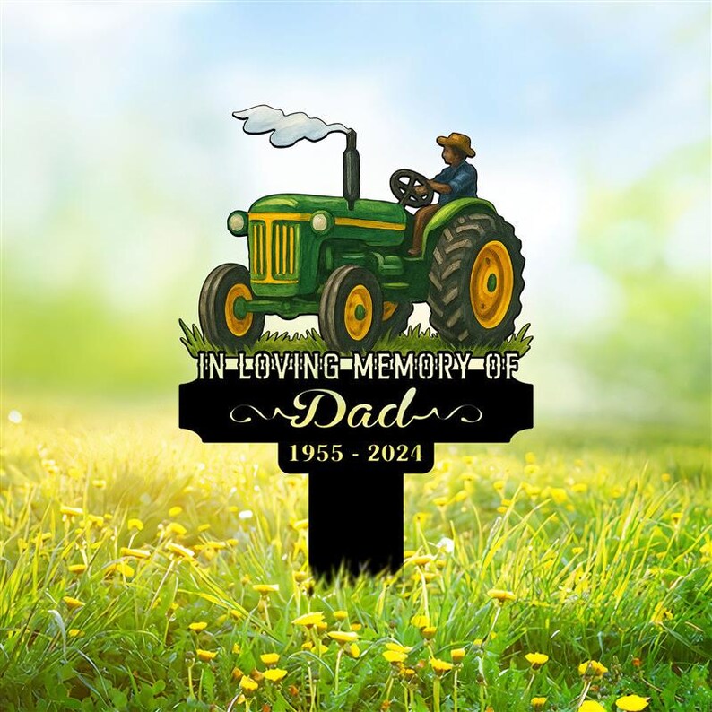 Personalized Tractor Memorial Plaque Stake, Farmer Loss Sympathy Gift ...