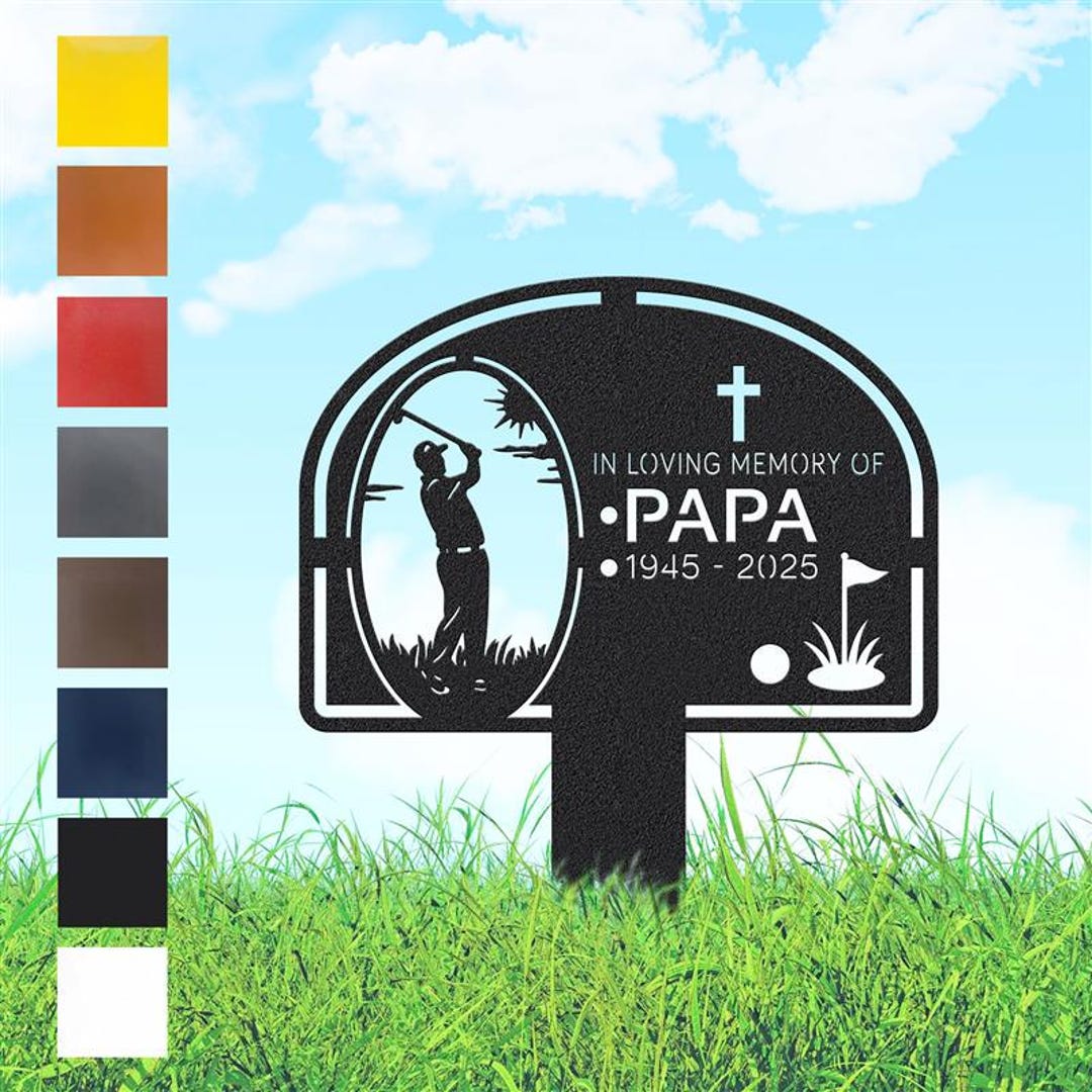 Personalized Golf Memorial Stake, Powder Coated Steel Grave Marker - Etsy