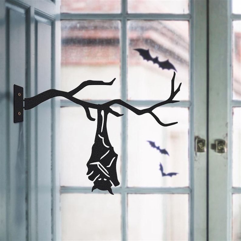 Bat Metal Sign, Halloween Decoration, Spooky Wall Art - Etsy