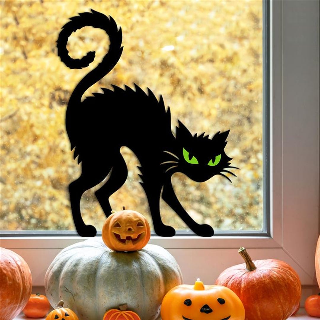 Halloween Black Cat Metal Sign, Spooky Wall Decor - Etsy