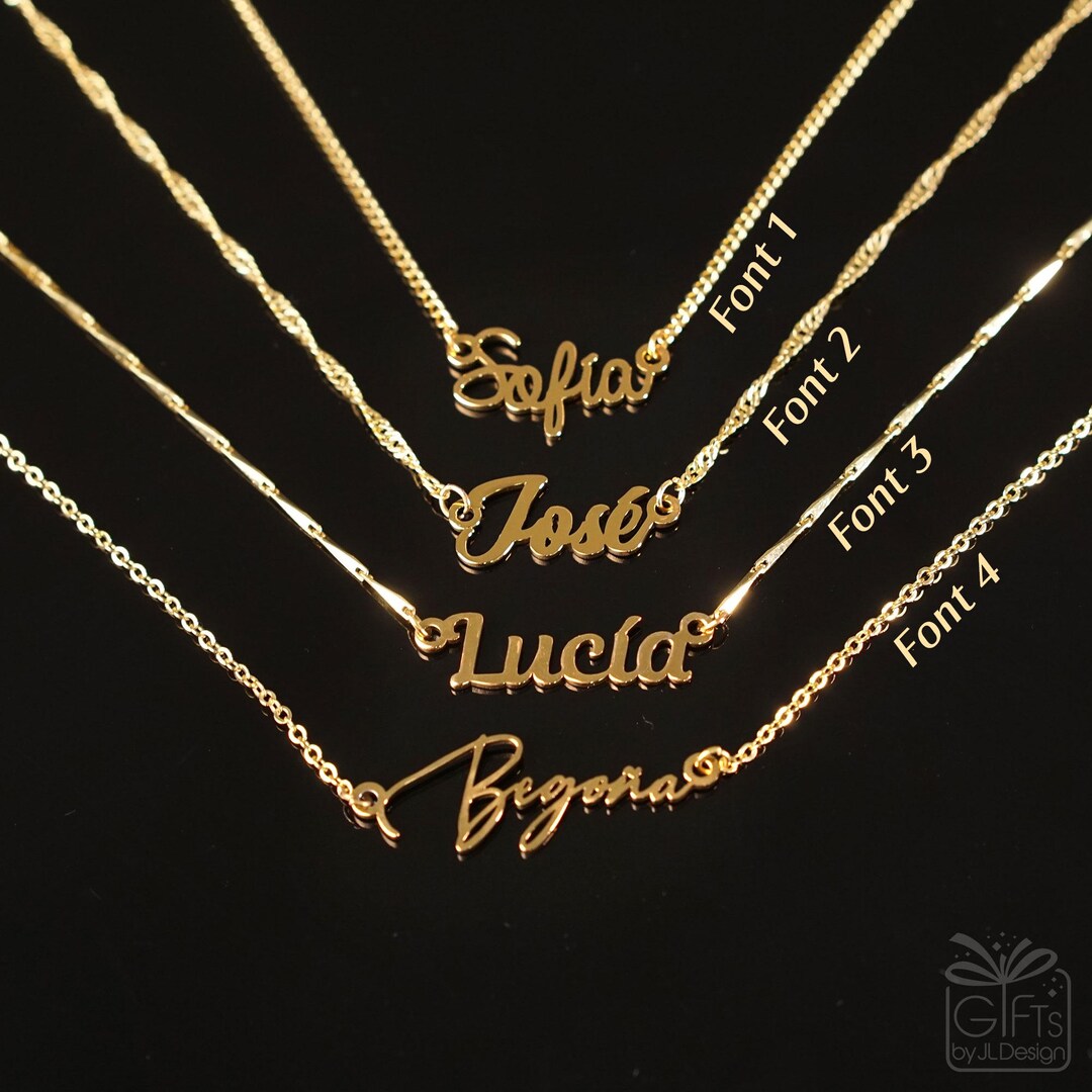 Personalized Spanish Name Necklace, Custom 18K Gold Plated Name ...