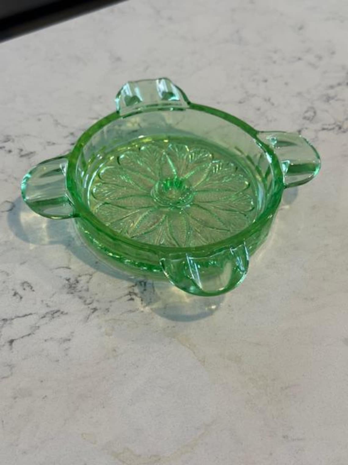 Vintage Green Depression Glass Ashtray, Jeanette - Etsy