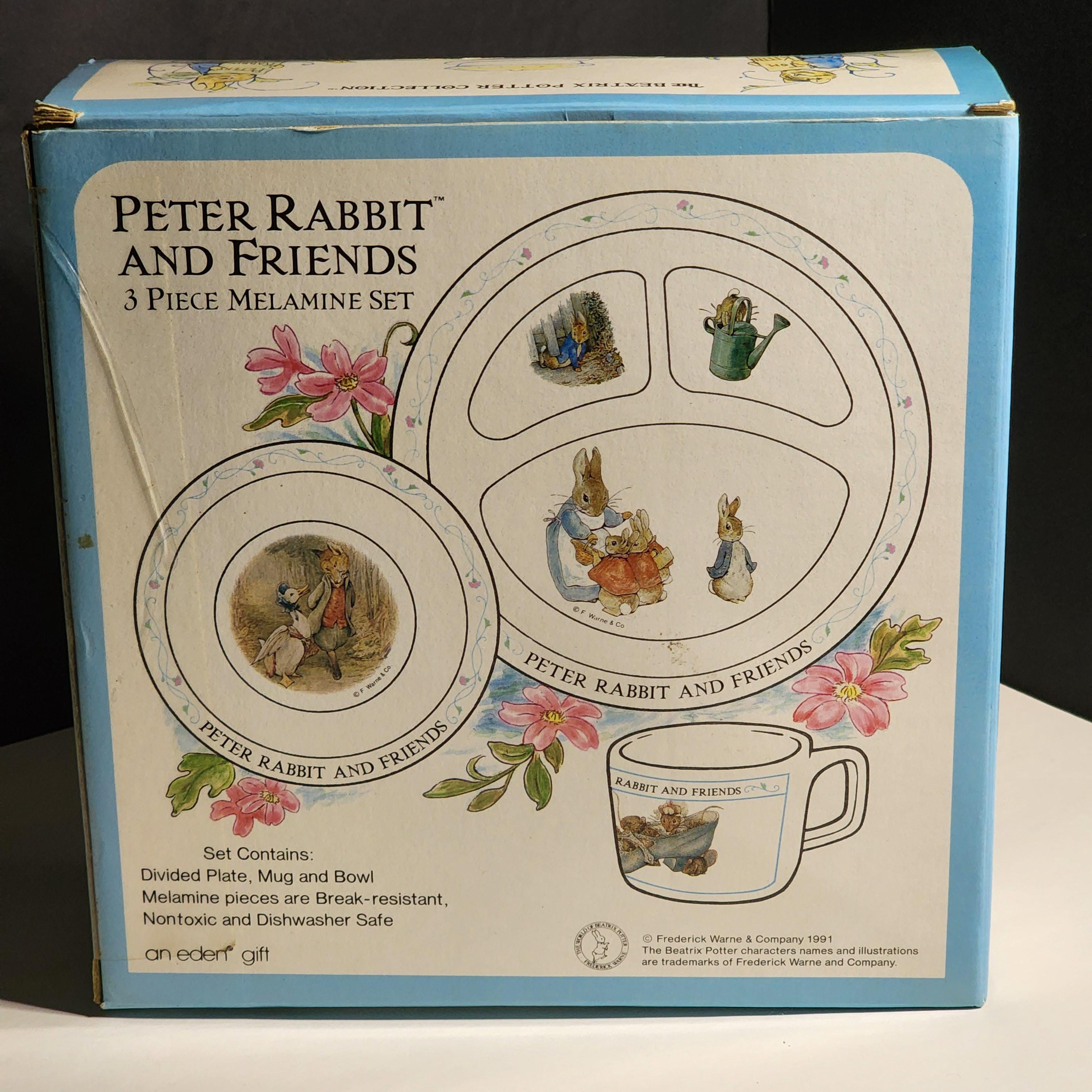 1991 Beatrice Potter Peter Rabbit and Friends 3 Piece Melamine Set. 3 ...