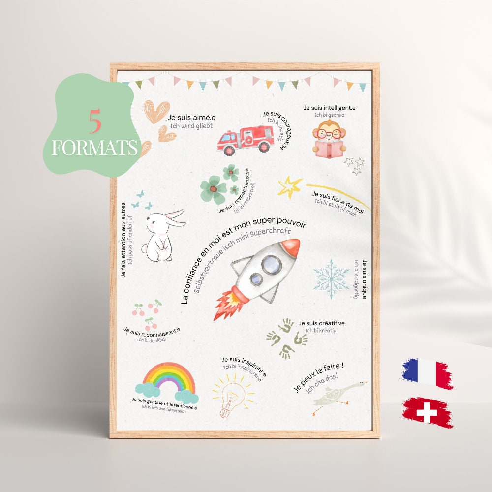 Bilingual Positive Affirmations Poster, French Swiss-german ...