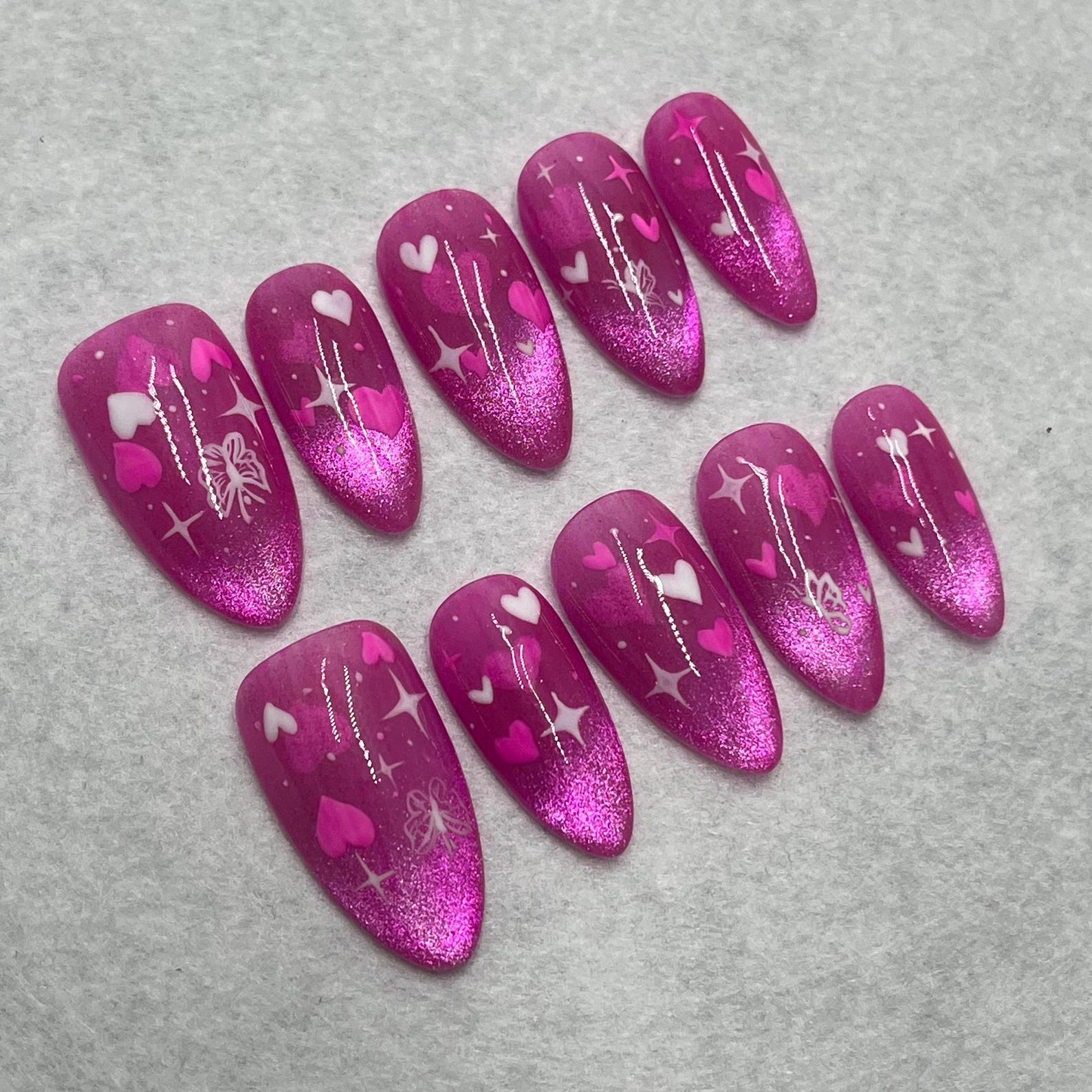 Upgraded Security Hold Handmade Press on Nails Heart, Starburst, and ...