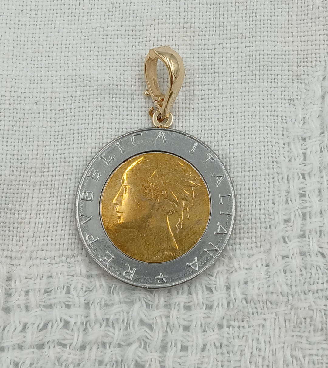 Vintage Marked Milor 14k Gold Bezel and Italian Republic L500 Coin ...