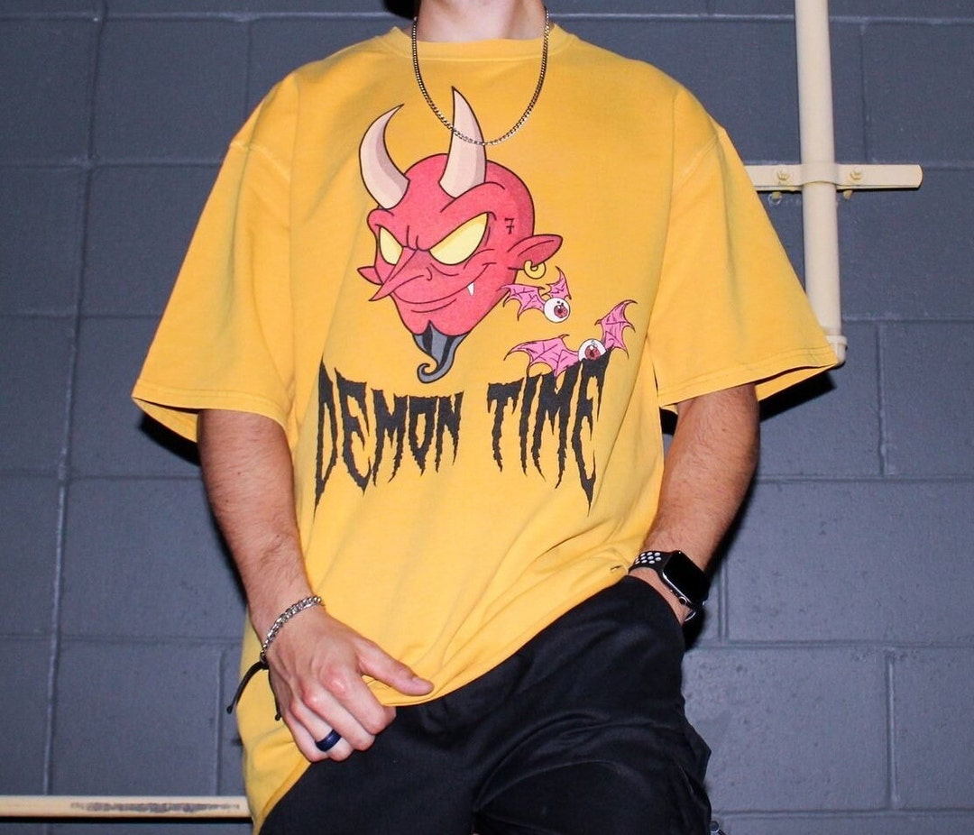 Demon Time Graphic Oversized T-shirt Urban Style Streetwear Vintage ...