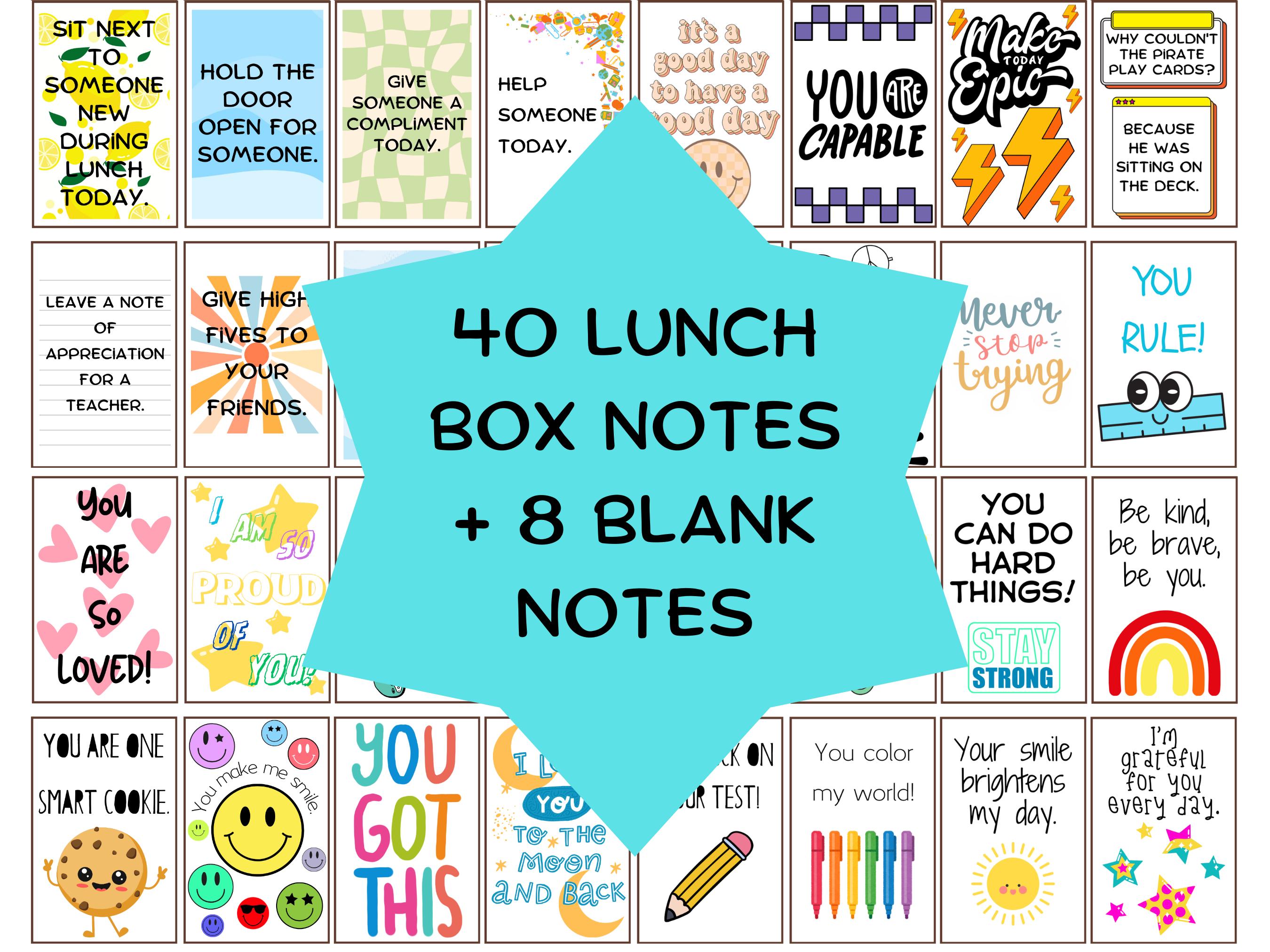 Lunchbox Notes Printable for School Lunches, Lunch Box Notes, Jokes ...