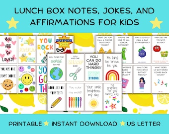 Printable Kids Lunch Box Notes/ Positive Affirmations for Kids - Etsy