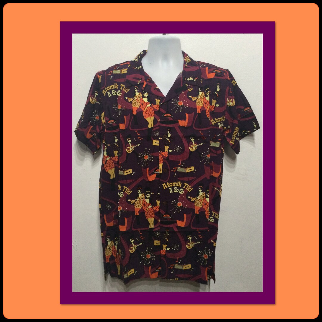 Americana 1950s Style Rayon Atomic Print " Atomik Tiki A Go-go" Shirt ...