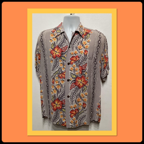 Vintage 1940s 1950s Long Sleeve Rayon Hawaiian Shirt … - Gem Vintage 1940s 1950s Long Sleeve Rayon Hawaiian Shirt … - Gem