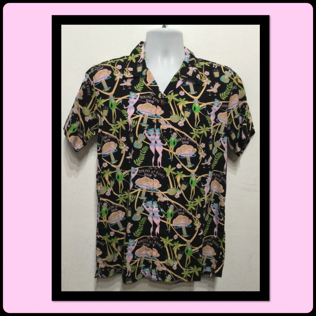 Americana 1950s Style Rayon Atomic Print " the Bikini Atoll Room" Shirt ...