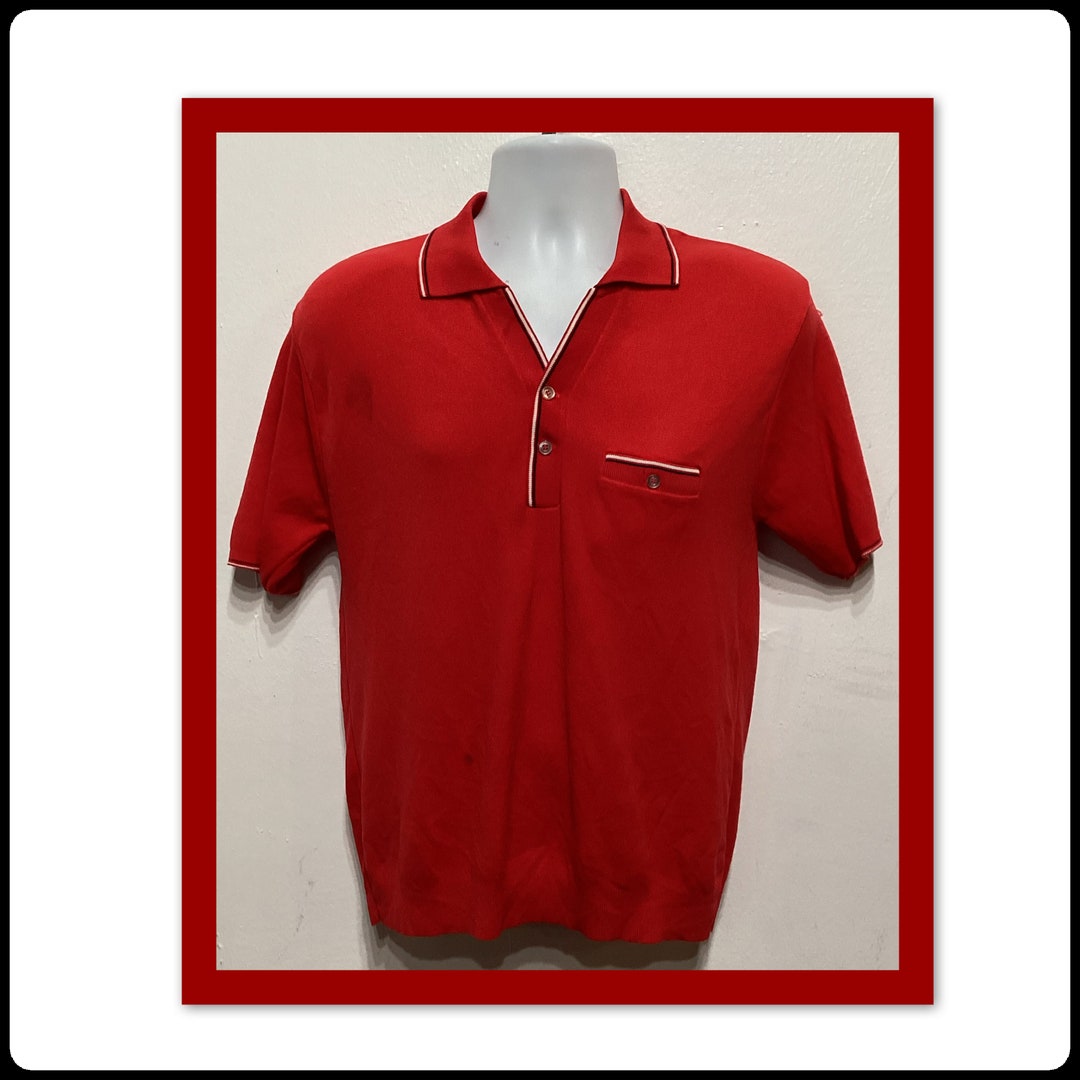 MV036 Vintage Two Tone Banlon Knit Shirt by Fairmont. Size Medium - Etsy