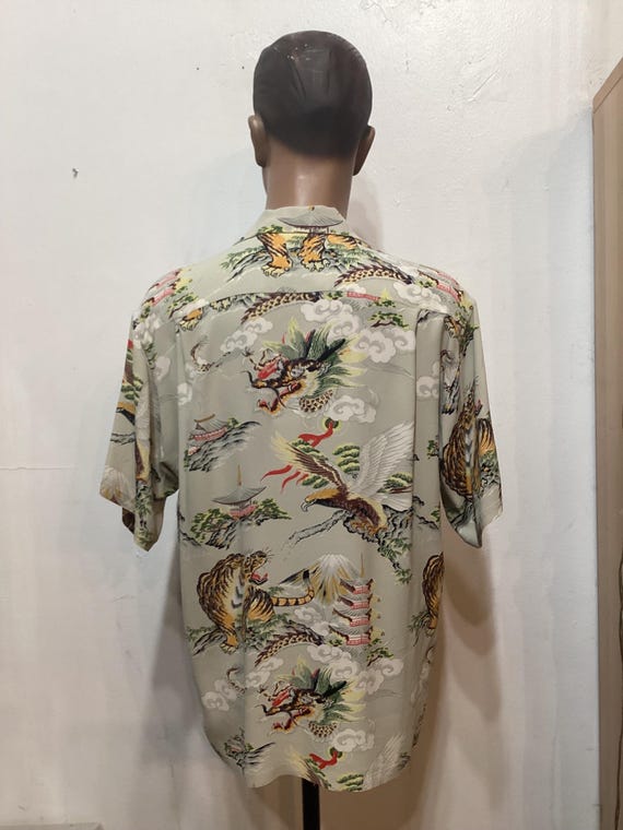 1940s vintage reproduction tiger and dragon print ray… - Gem