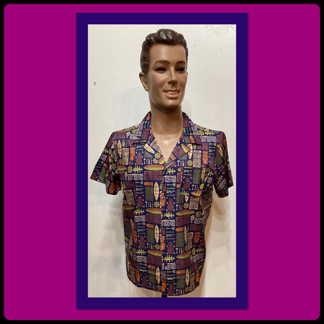 AT029 Americana 1950's Style Rayon Tiki Print Shirt by Atomic Tiki - Etsy