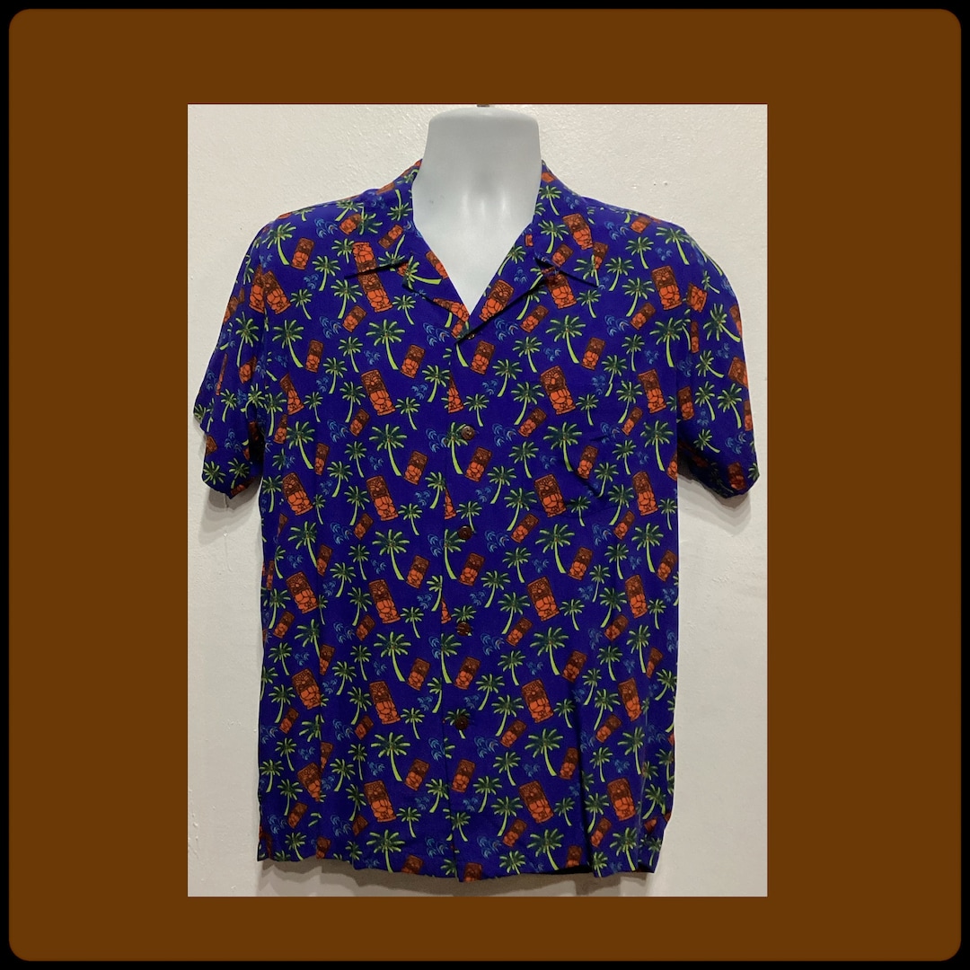 AT016 Americana 1950's Style Rayon Atomic / Tiki Print Shirt !!! by ...