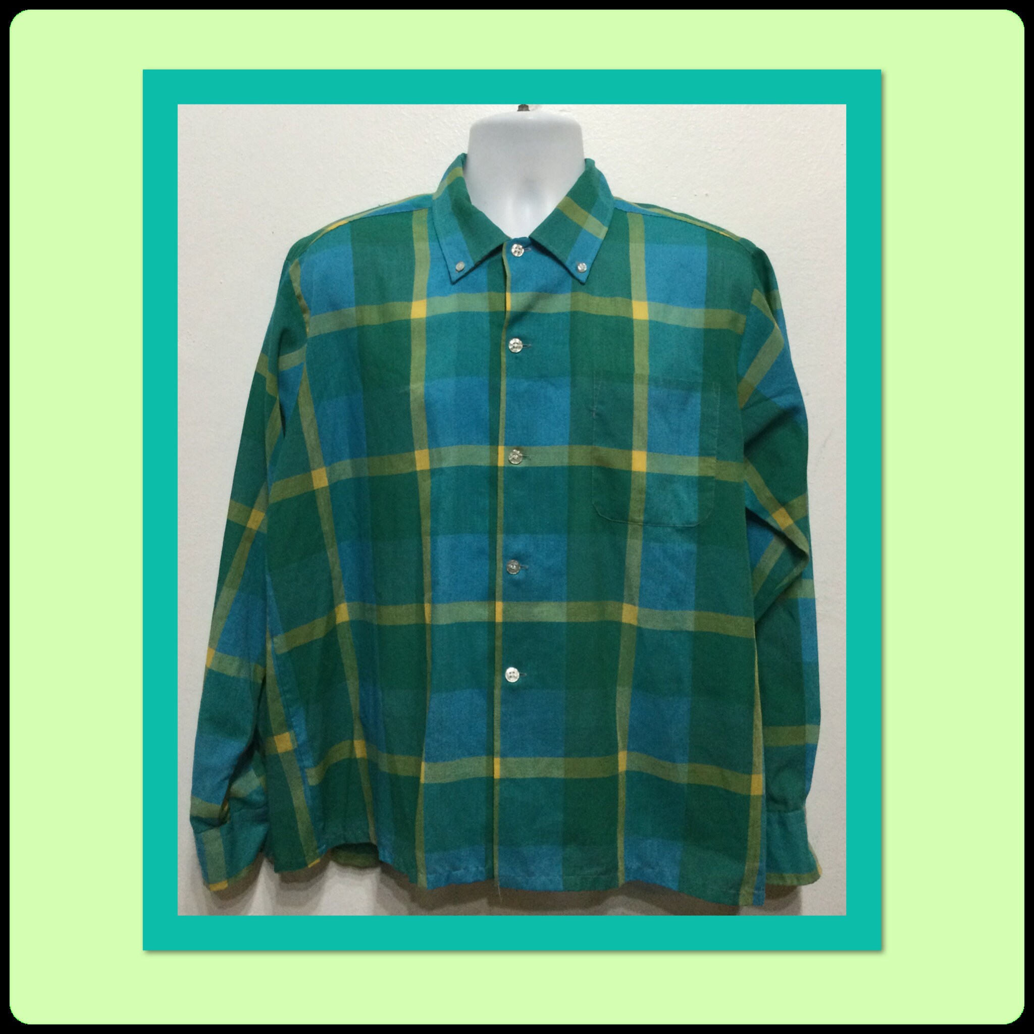 Vintage 1950s/60s Button Down Collar Plaid Shirt by Kmart Vintage 1950s/60s Button Down Collar Plaid Shirt by Kmart