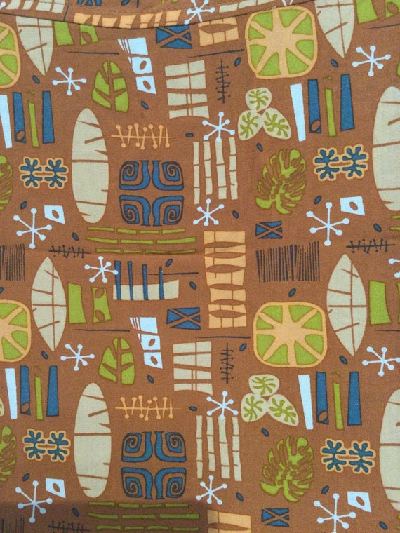 Americana 1950s style rayon atomic / tiki print shirt… - Gem