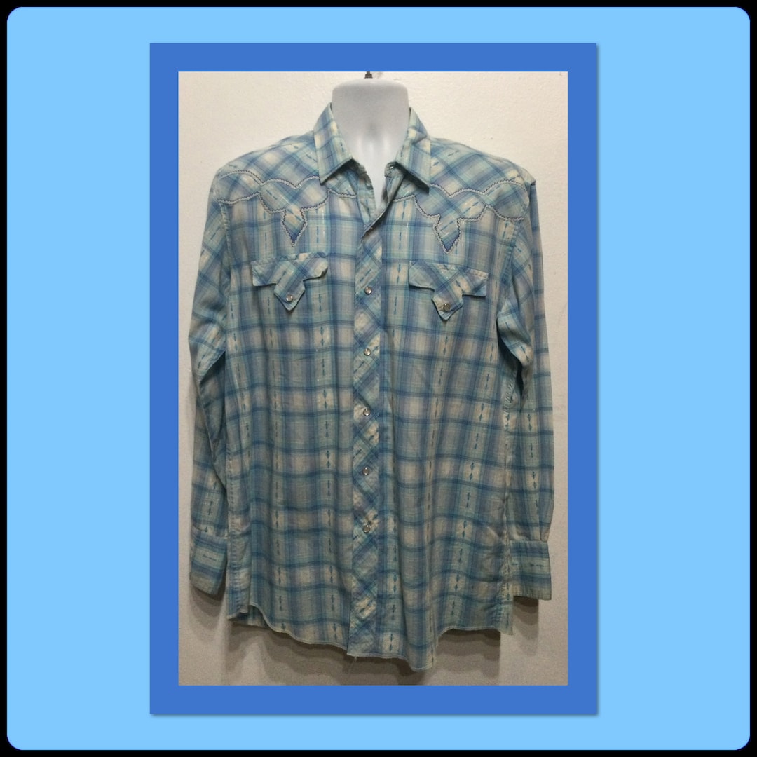 Vintage 1950s/60s Tem-tex Cotton Plaid Western Shirt. Size Medium - Etsy