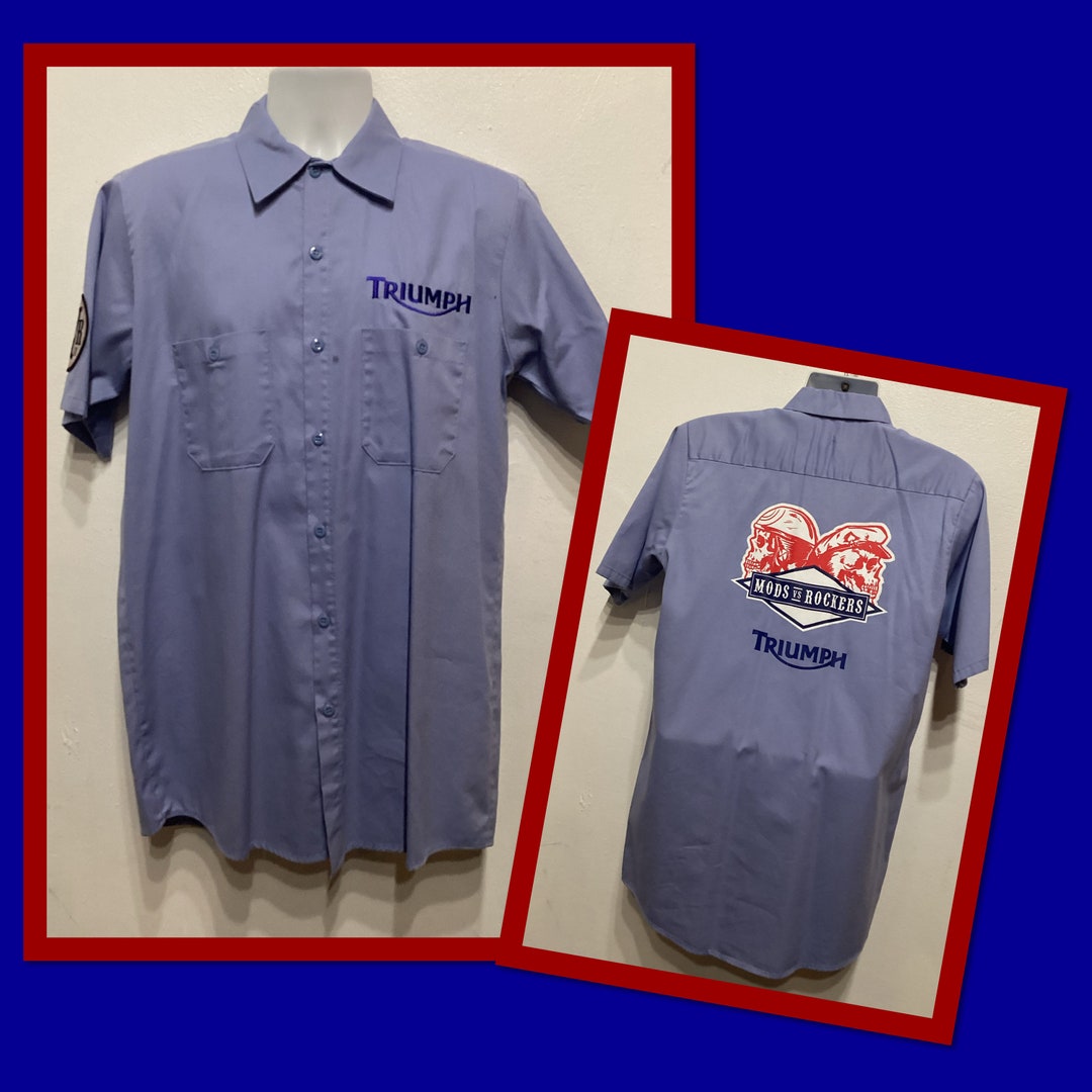 Triumph Motorcycle Work Shirt mods Vs. Rockers. Size Medium - Etsy