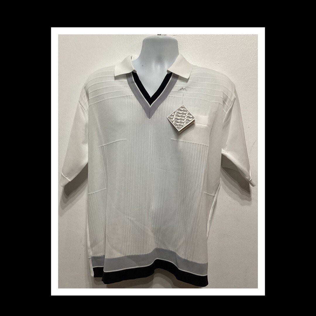 Vintage Two Tone Banlon Style Knit Shirt by Martini Size X Large unworn ...
