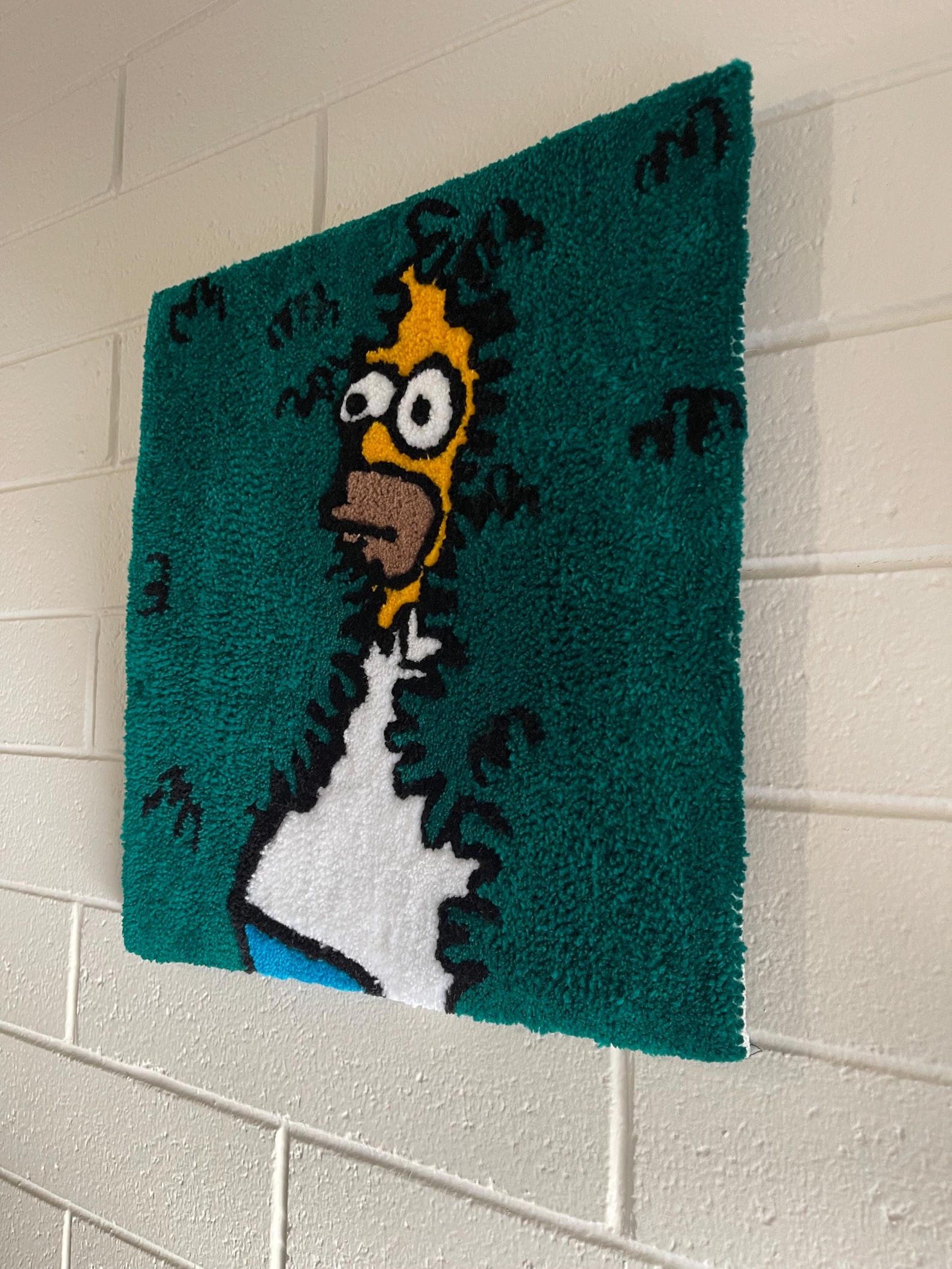 The Simpsons Homer Wall Hanging Rug - Homer Hiding in the Bushes Scene ...