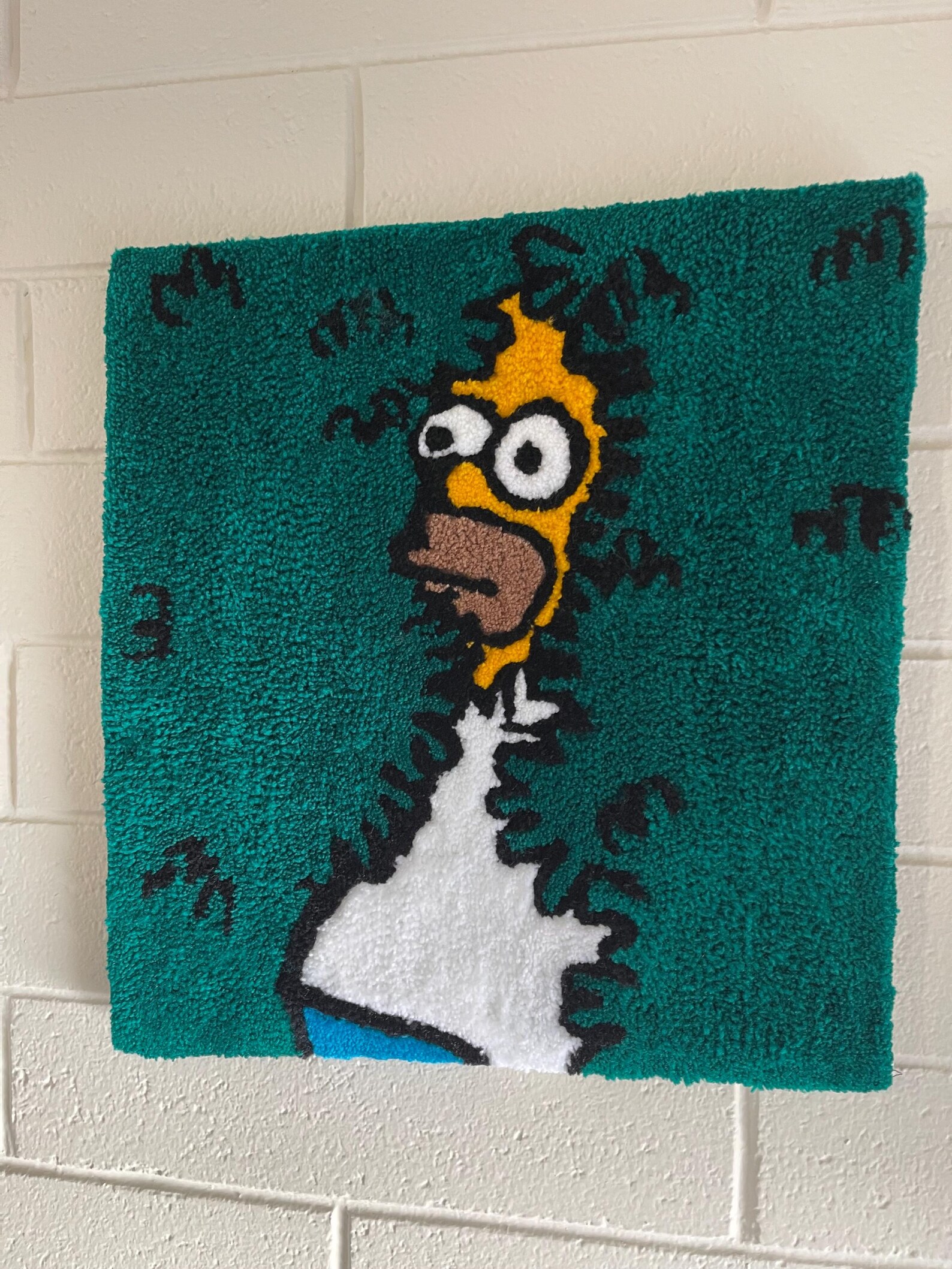 The Simpsons Homer Wall Hanging Rug - Homer Hiding in the Bushes Scene ...