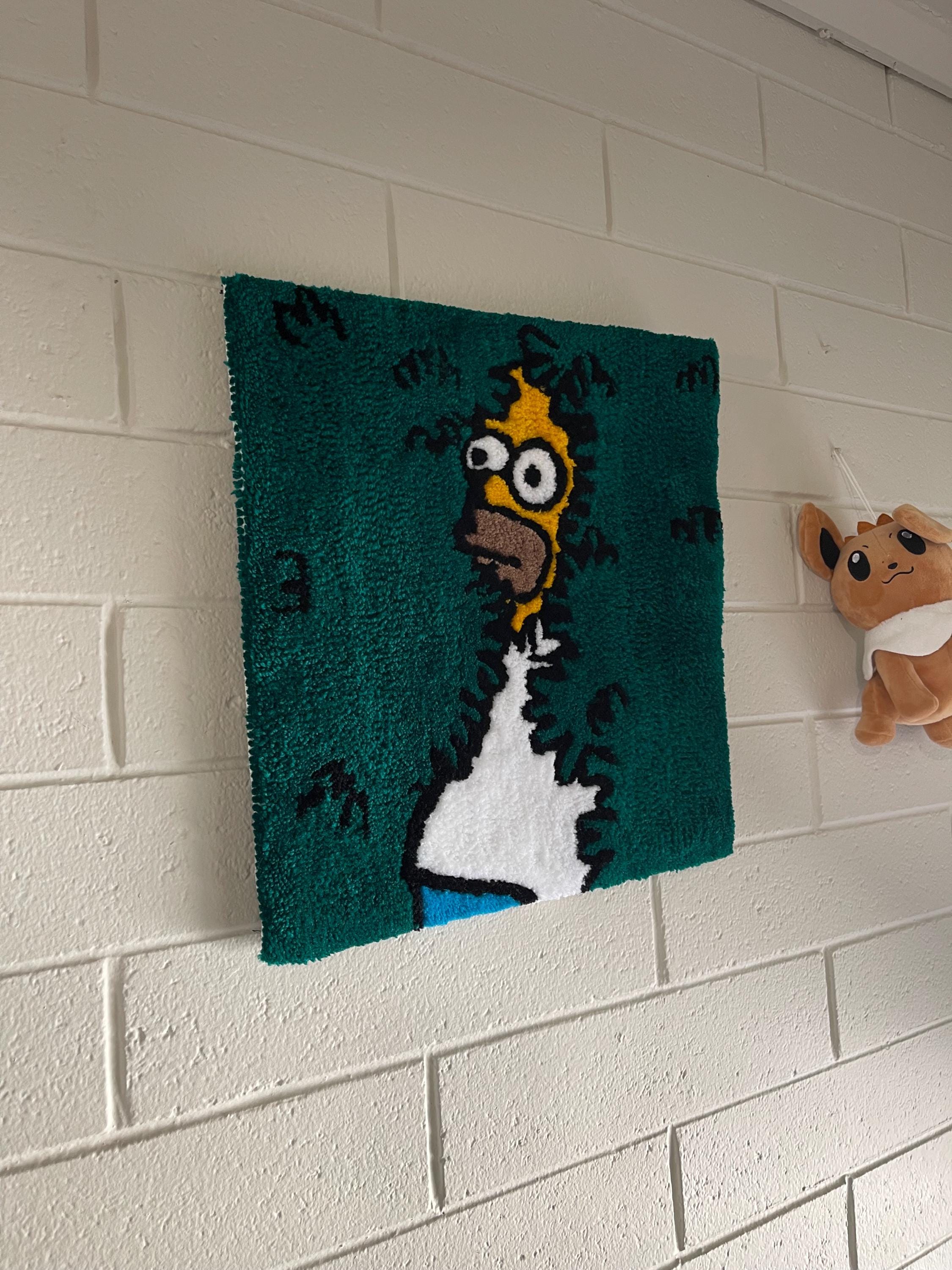 The Simpsons Homer Wall Hanging Rug - Homer Hiding in the Bushes Scene ...