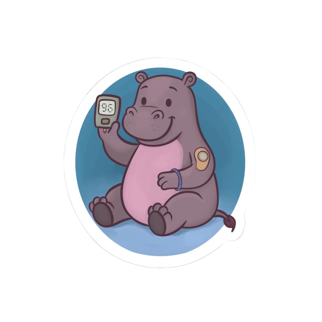 Diabetic Hippo Stickers, Glucose Monitor, Pediatric Nurse Decals - Etsy