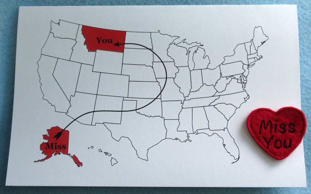 State to State Custom Cards With Pocket Token Choose From: Love You ...