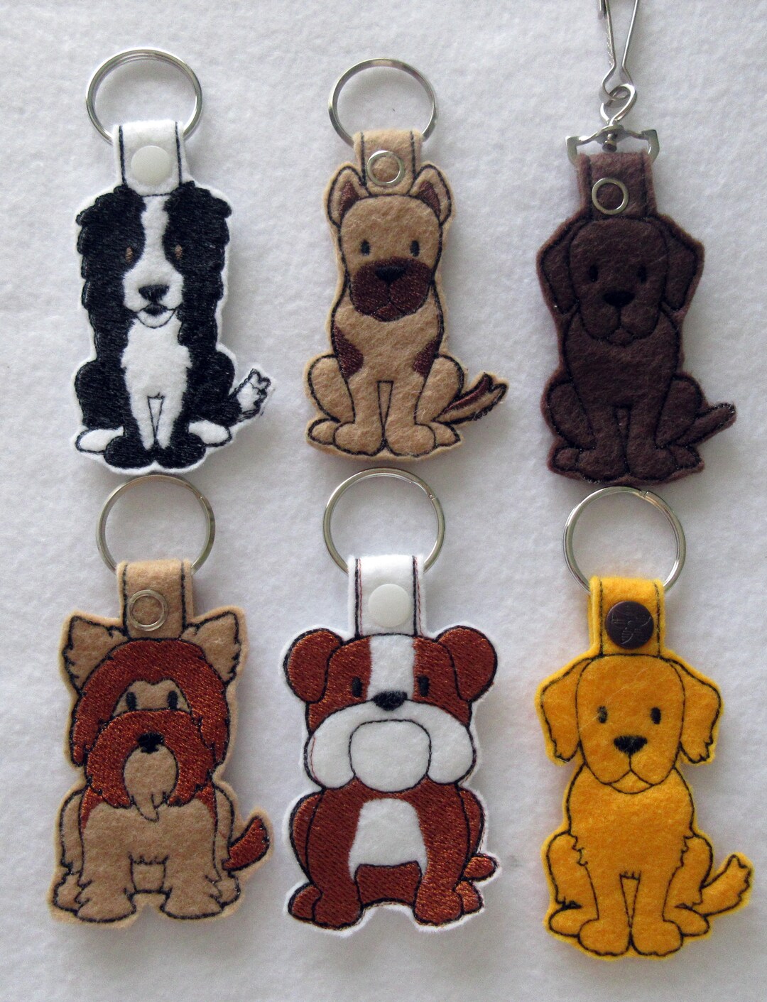 Dogs Dogs and More Dogs Key Chain Fob Purse or Backpack Charm Bulldog ...