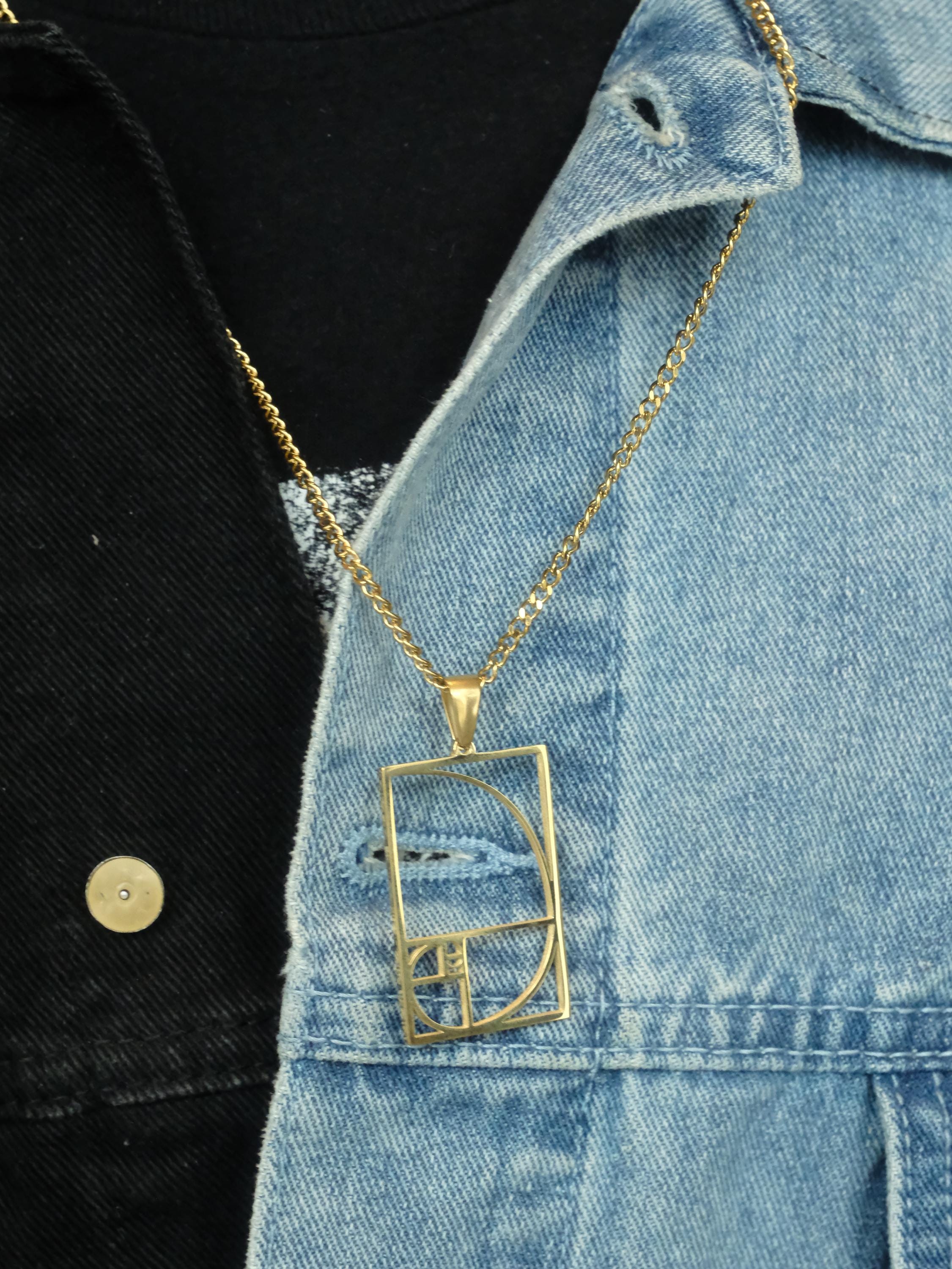 Abstract Golden Ratio Pendant Necklace | Gold-plated Geometric Jewelry ...