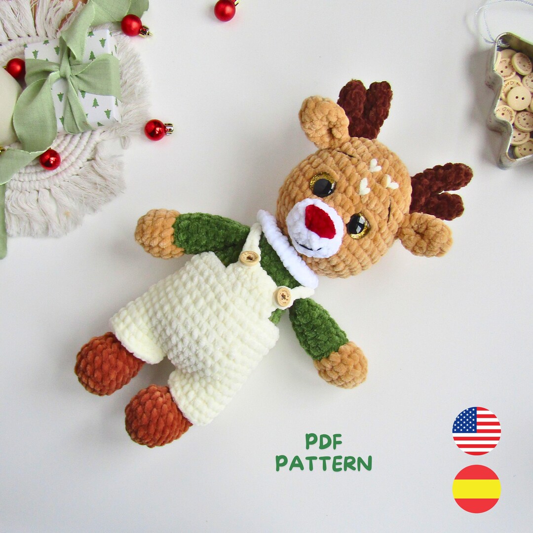 Reindeer Crochet Pattern – Christmas Amigurumi PDF, Plush Chenille Mrs ...