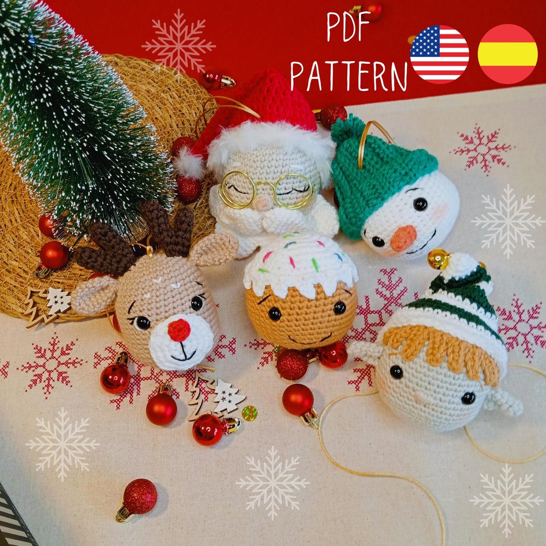 Christmas Ornament Amigurumi Pattern Bundle – Santa Claus, Reindeer ...