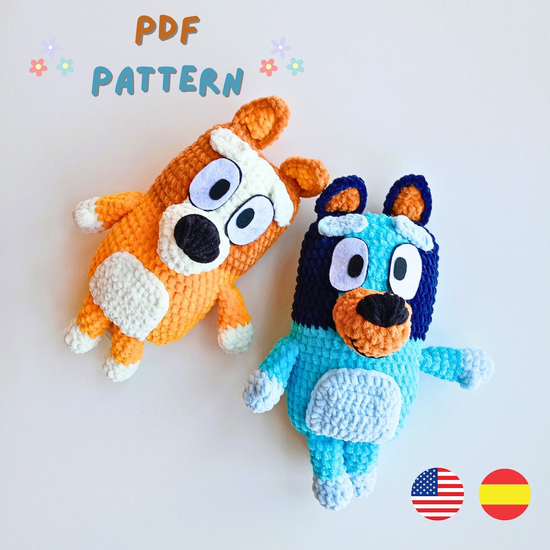 Patrón amigurumi bluey y bingo, patron crochet bluey, perro amigurumi ...