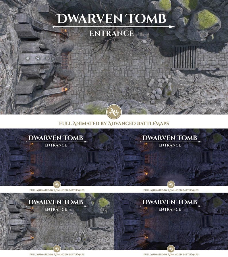 Animated Battlemap | Dwarven Tomb - Complete Map-set - Dungeon and ...