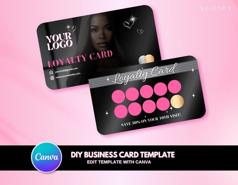 DIY Beauty Loyalty Card Template Design, Editable Canva Design, DIY ...