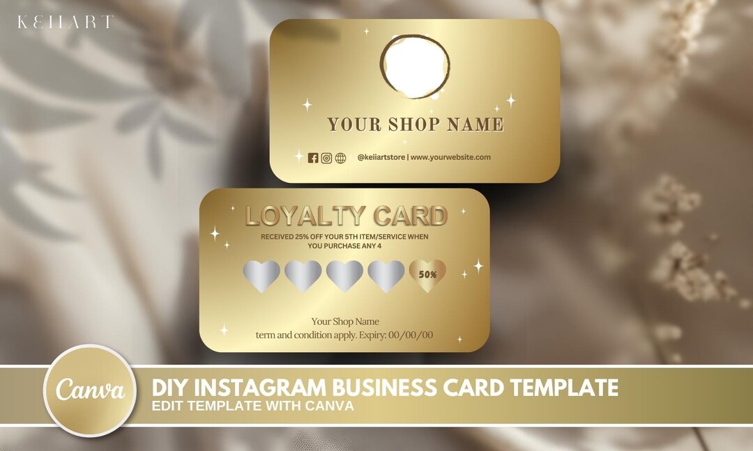 Aesthetic Loyalty Card Template Canva | Editable Rewards Card for Small ...