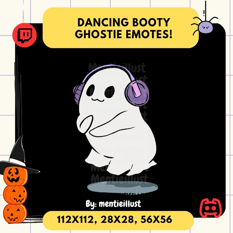 Dancing Booty Ghost Emotes for Twitch and Discord, Spooky Emote for ...