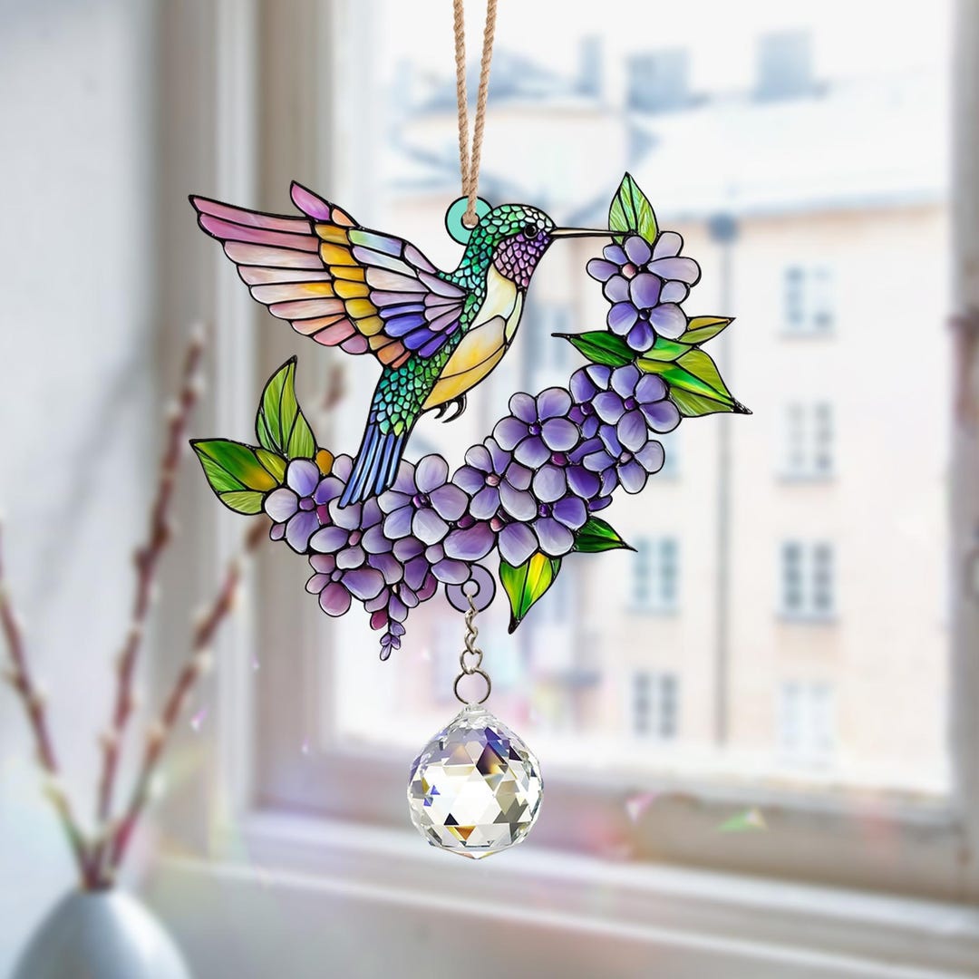 Hummingbird Acrylic Suncatcher Crystal, Hummingbird Window Hanging ...