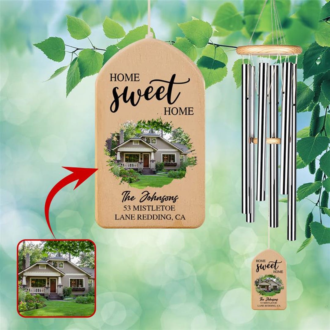 Personalized Home Sweet Home Wind Chime, Housewarming Wind Chime ...