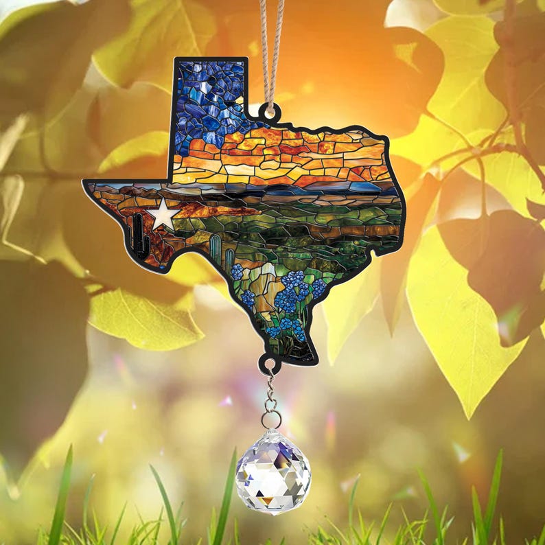Texas Suncatcher Hanging Crystal Prism, Acrylic Window Decor ...