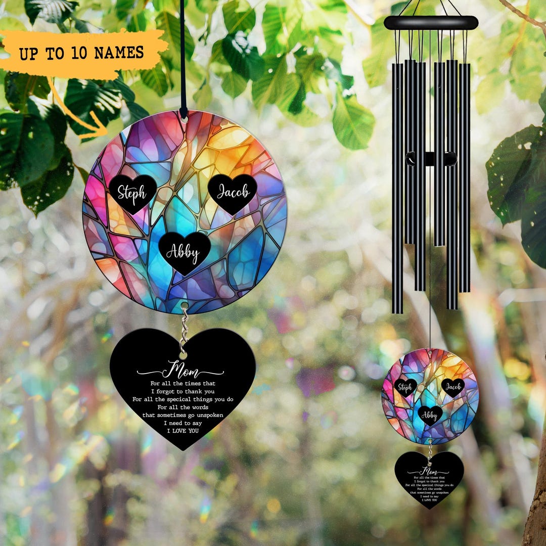 Personalized Mom Wind Chime, Mother's Day Wind Chimes, Kid Name Sign, I ...