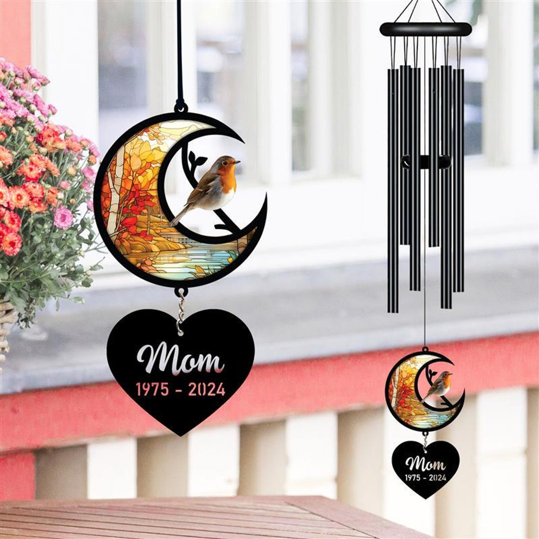 Personalized Memorial Wind Chime, Remembrance Wind Chime, Robin Bird ...